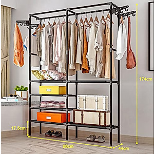 NA Freestanding Clothes Garment Organizer Portable Wardrobe Closets (White)