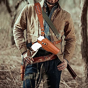 Leather Shoulder Holster, Adjustable Chest Holster Gun Harness Holster with 7 Bullet Holes for Men Women (Black)