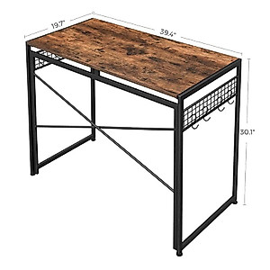 CZDYUF 39" Folding Computer Desk Writing Desk with 8 Hooks for Home Office Laptop