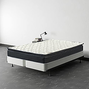 Spinal Solution 9-Inch Medium Firm Pillowtop Pocketed Coil Hybrid Mattress And 4" Low Profile Wood Box Spring Foundation Set, Queen