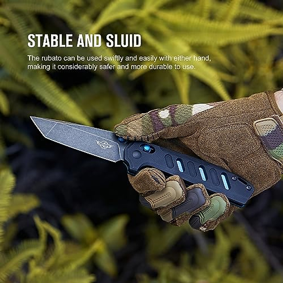 OKNIFE Rubato Pocket Knife, Tanto Style EDC Folding Knife with 154CM Stainless Blade and G10 Handle for Camping Indoor and Outdoor Activities (Black)