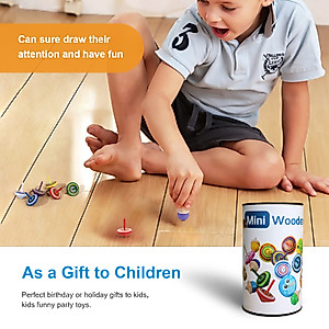 WODI Wooden Spinning Tops, 17 Pcs Wood Novelty Gyroscopes, Kids Handmade Painted Spinner, Kindergarten Toys, Vintage Craft Spin Top, Great Gift for Toddlers Girls Boys