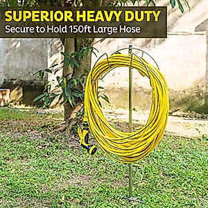 Stainless Steel Garden Hose Holder, SOLIGT Heavy Duty Freestanding Hose Stand, Rustproof Water Hose Holders for Outside Yard - Sturdy to Hold 150ft Hoses