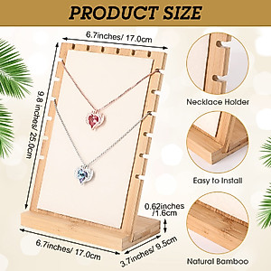 Henoyso 4 Pcs Bamboo Jewelry Display Stand Necklace Tabletop Display Boards Ring Display Holder Jewelry Storage Tray for Show (Beige)
