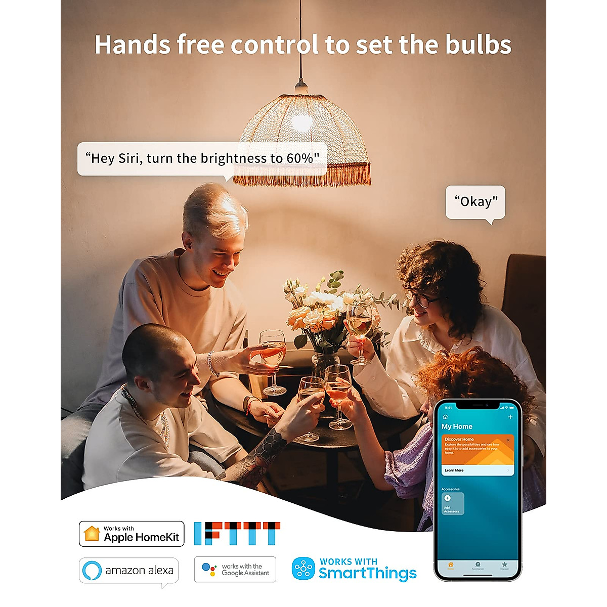 YEELIGHT LED Smart Light Bulb 60W Equivalent, A19 LED Wi-Fi Smart Bulb, RGBW Color Changing Bulb, Work with Apple HomeKit, Alexa & Google Assistant, SmartThings, Razer Chroma 4 Pack