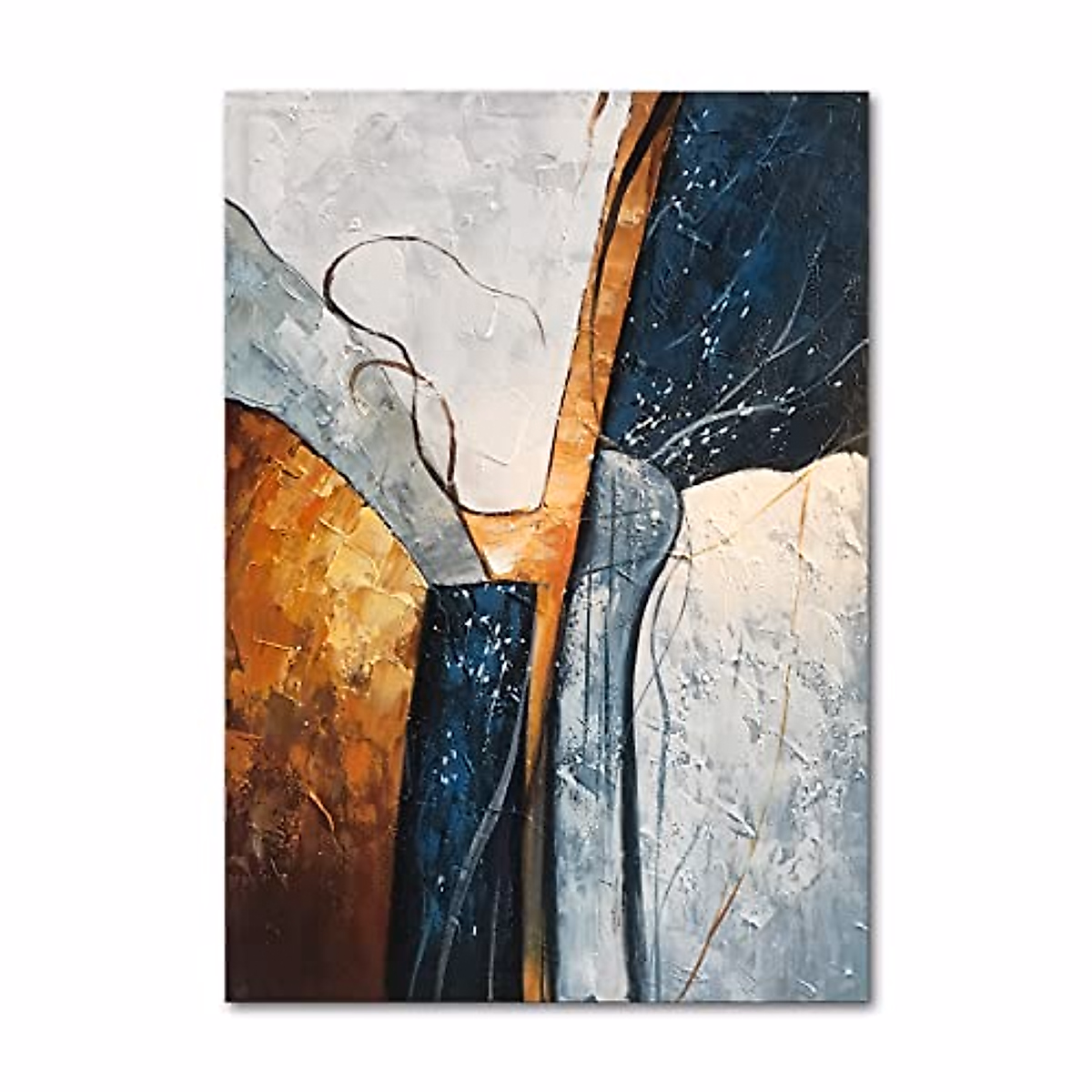 Canvas Wall Art for Living Room Dark Green and Gold Modern Large Abstract Painting Minimalist Painting 28 * 40inchs Wood Inside Framed Hanging Ready to Hang