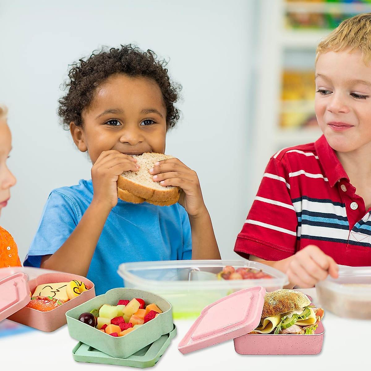 Voittozege 8 Pc Sandwich Containers for Lunch Boxes, 14 oz Plastic Reusable Sandwich Holder with Lid, Microwave & Dishwasher Safe, Family