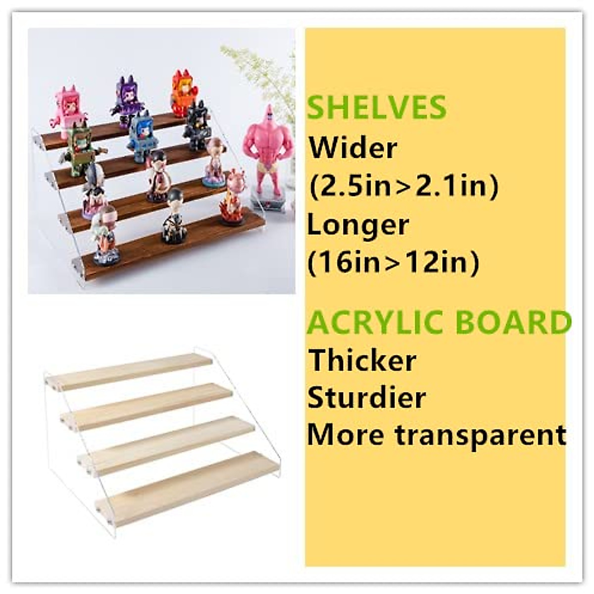 NC Upate Displays Stand 4 Tier Wood Display Stands for Vendor Events Acrylic Stand for Figure Collection Tier Display Stand for Craft Shows Acrylic Display Cupcake Stand Cologne Organizer (Large)