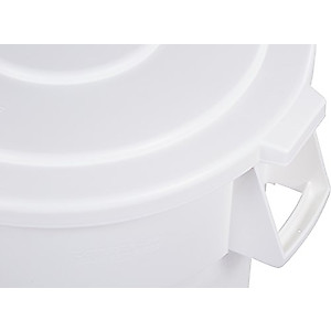 Carlisle FoodService Products 34105602 Bronco Polyethylene Round Lid, 26-1/2" Diameter x 2-1/4" Height, White, for 55 Gallon Trash Containers
