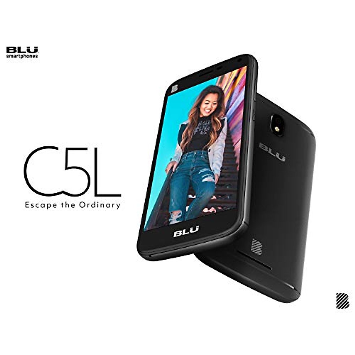 BLU C5L Android Cell Phone 5'' 16GB Memory Factory Unlocked 5.0'' Display -Black