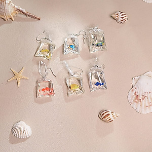 Funny Goldfish Earrings Cute Animal Fish Earrings Goldfish Water Bag Shape Dangle Hook Earrings Colorful Tiny Goldfish Bag Earrings Punk Personalized Charm Accessories Jewelry for Women-6