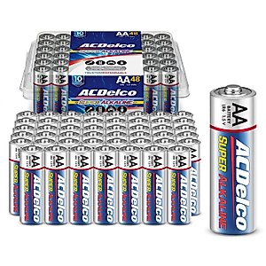 ACDelco 48-Count AA Batteries, Maximum Power Super Alkaline Battery, 10-Year Shelf Life, Recloseable Packaging