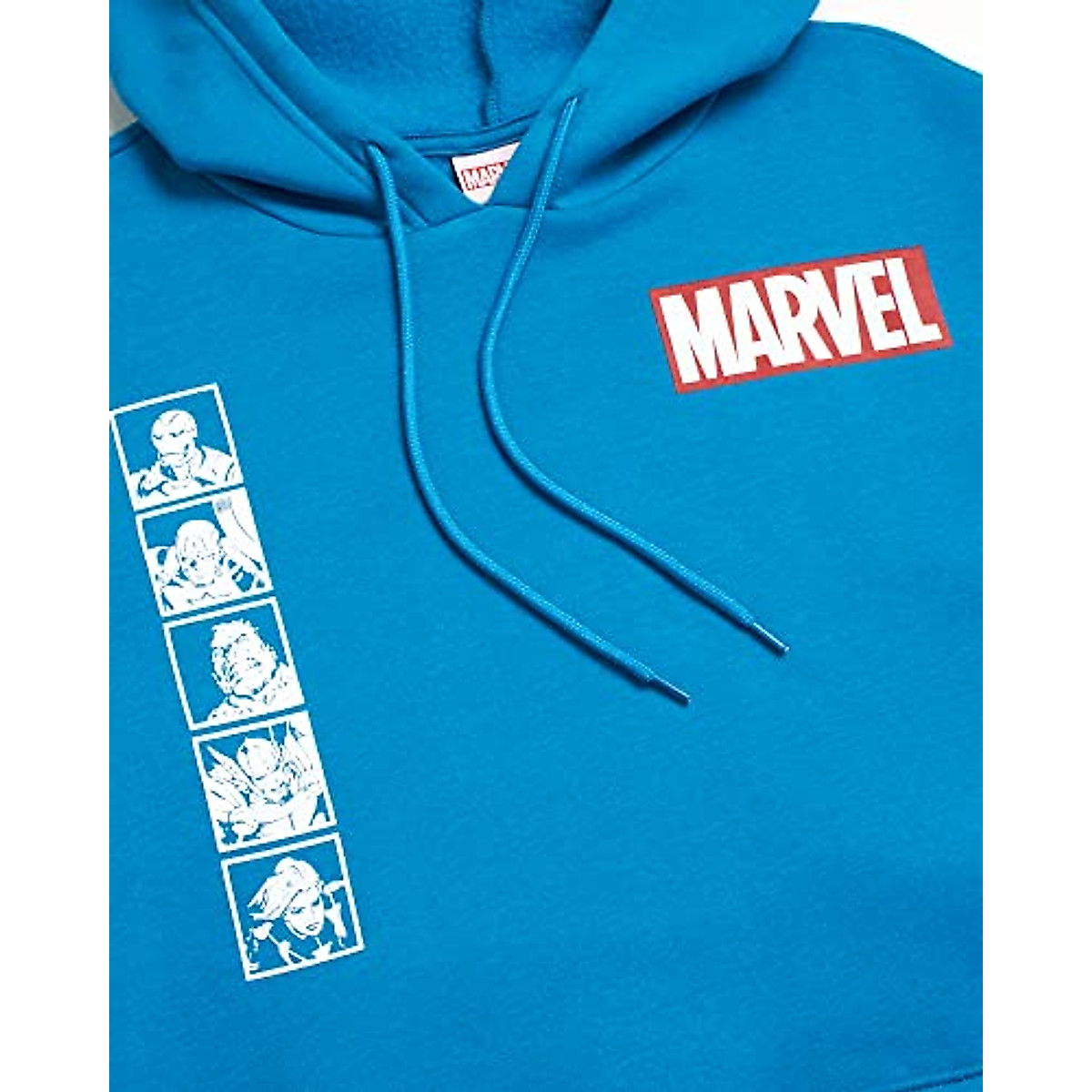 Marvel Men’s Avengers Fleece Hoodie Sweatshirt – Retro Iron Man, Hulk, Captain America, Thor, Spider-Man, Size Large, Marvel Blue