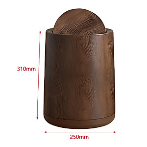 Fenteer Bathroom Trash Can Garbage Container with Swing Lid, Imitation Wood Grain Removable Inner Household Trash Bin for Kitchen/Bedroom/Living Room, Style A 25cmx31cm(L)