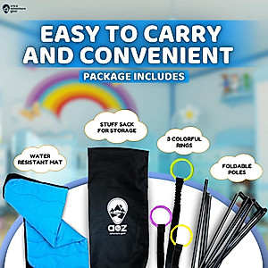 Portable Baby Play Mat for Travel and Outdoor Adventures, Easily Packs Into Stuff Sack, Packable Activity Gym and Tummy Time Mat, Lay and Play Adventure Mat