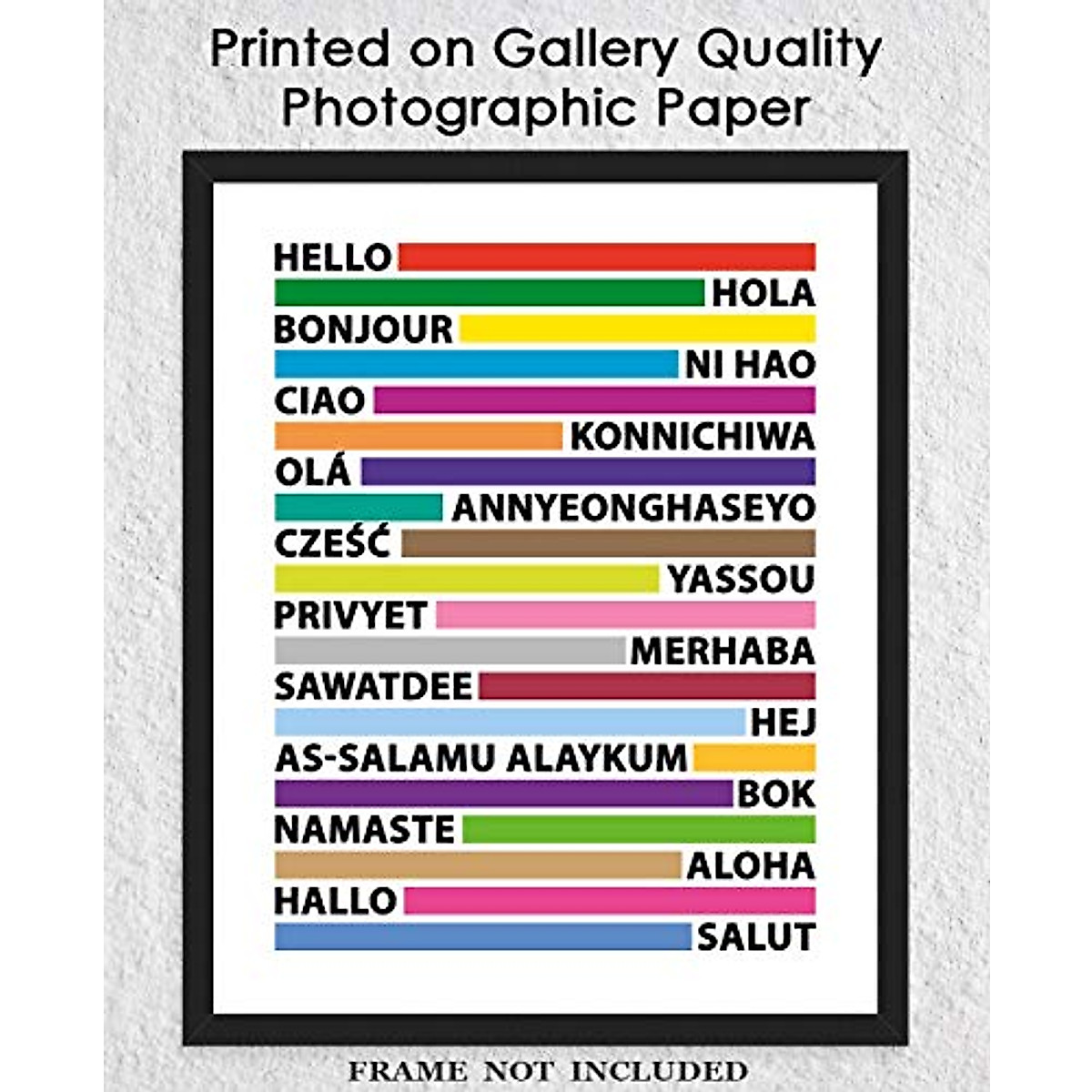 Hello In Different Languages Typography Wall Art Print: 8x10 Unframed Chic, Boho & Modern Posters for Office, Classroom, Dorm, Living Room & Bedroom Decor - Gift Idea for Students, Teachers