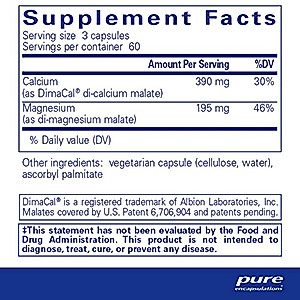 Pure Encapsulations Cal/Mag (Malate) 2:1 | Calcium and Magnesium Supplement in a 2-to-1 Ratio to Support Bones and Cardiovascular Health* | 180 Capsules