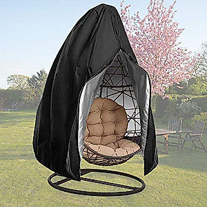 FLYMEI 【Upgraded】 Patio Egg Chair Covers with Zipper, Durable Large Wicker Egg Swing Chair Covers, Waterproof Heavy Duty Weather Resisatnt Outdoor Chair Cover, Windproof Hanging Chair Cover