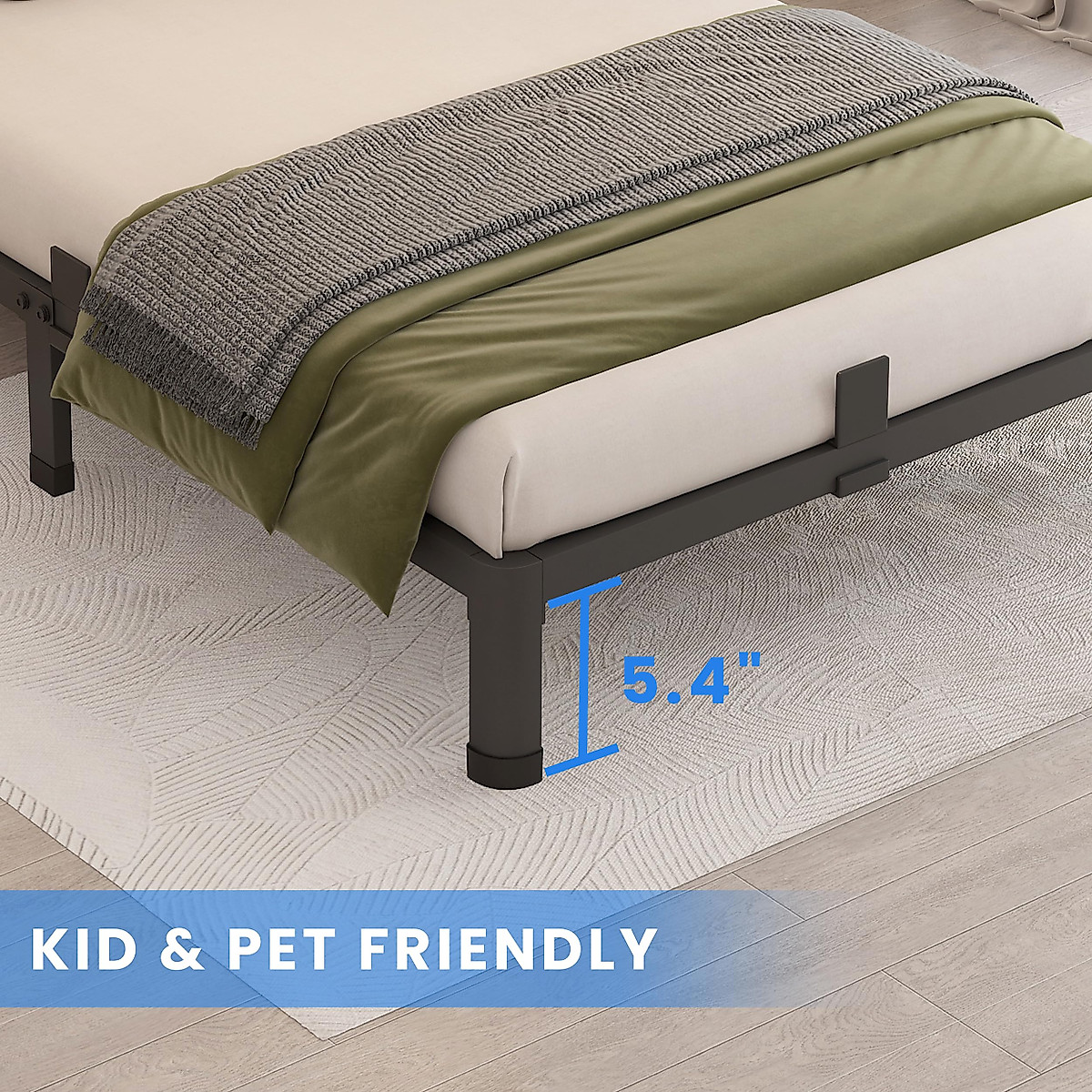 MAF 7 Inch Twin Metal Platform Bed Frame with Round Corner Legs, 3000 LBS Heavy Duty Steel Slats Support, Noise Free, No Box Spring Needed, Easy Assembly