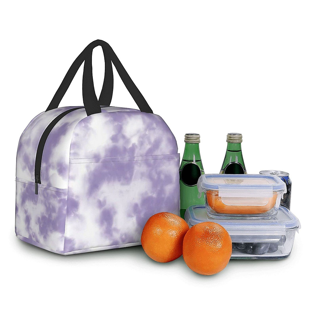Purple Clouds Tie Dye Lunch Box Bento Travel Bag Picnic Tote Bags Insulated Durable Container Shopping Bag Reusable Waterproof Bags For Adult Women Men