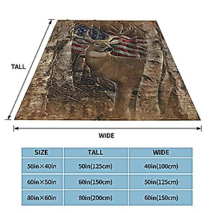 Deer Camo American Flag Throw Blanket Warm Ultra-Soft Micro Fleece Blanket for Bed Couch Living Room Decoration