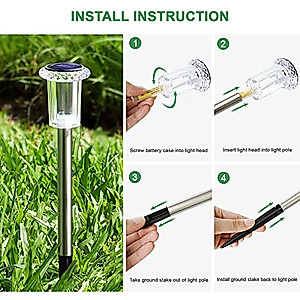 Solar Pathway Lights Solar Outdoor Lights Solar Sidewalk Lights 8 Pack LED Crystal Stainless Steel Waterproof Solar Path Light Garden Stake Lights Yard Lights for Lawn Patio Walkway Landscape Lighting