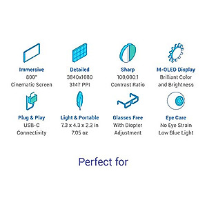 Goovis Young T2 Head-Mounted Display Personal Mobile Cinema with AM-OLED Display HMD for Gaming and Movies Compatible with Laptop Tablet Smartphone