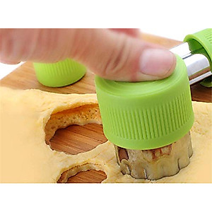 12 Pcs Stainless Steel Cookie & Vegetable & Fruit Cutters Shapes Sets, Mini Cookie Stamp Mold, Sandwich Cutters for Kids Baking+10 pcs Cute Cartoon Animals Food Picks and Forks Color Random