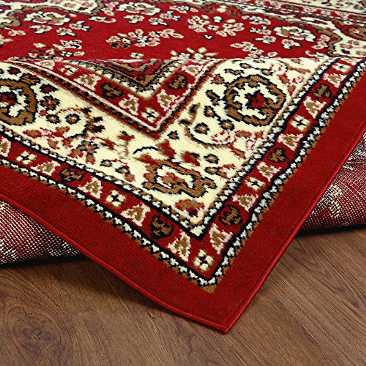 Antep Rugs Kashan King Collection HIMALAYAS Oriental Area Rug Maroon and Beige - Maroon and Beige - 6'7" x 9'