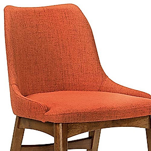 Armen Living Azalea Fabric Wood Dining Side Chairs-Set of 2, 19" SH, Orange/Walnut