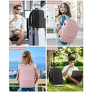 Beraliy Travel Backpack, Airline Approved Personal Item Bag, Carry On Backpack for Women,Lightweight Weekender Bag, Laptop Backpack Hiking Business Casual Daypack, Pink