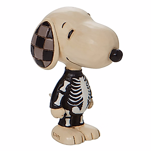 Enesco Peanuts by Jim Shore Halloween Collection Snoopy Dressed as a Skeleton Miniature Figurine- Resin Hand Crafted Painted Collectible Peanuts Snoopy Mini Figurines Home Decor Statue, 3.25 Inch