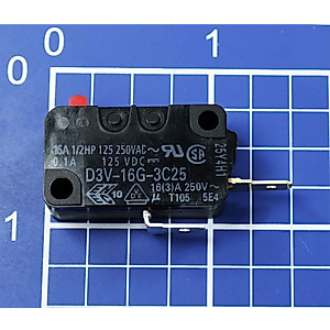 Snap Micro Switch D3V-16G-1C25 D3V-16G-3C25 Microwave Oven Normally Open for Frigidaire 5304440026 Microwave (Pack of 2)