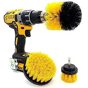 [3 Pack Set] Auto Detailing Drill Brush Set, Wheel Cleaner Brush, Car Cleaner Wash Brush Supplies Kit Fit Tire, Car Mats, Floor Mat, Bathroom and Auto Power Scrubber Brush Cleaning Sets