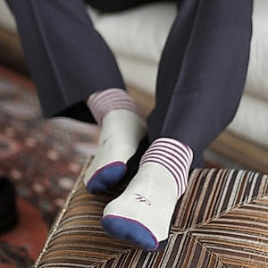 Pierre Henry Over the Calf Mens Dress Socks (9 Pairs) | Cotton Made, Long Socks, Wide Socks | Light Compression Socks for Men in Elegant Striped Patterns | Big and Tall Size (US Mens Shoe 12-16)