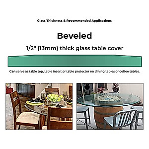 54" Inch Round Glass Table Top 1/2" Thick Tempered Beveled Edge by Fab Glass and Mirror
