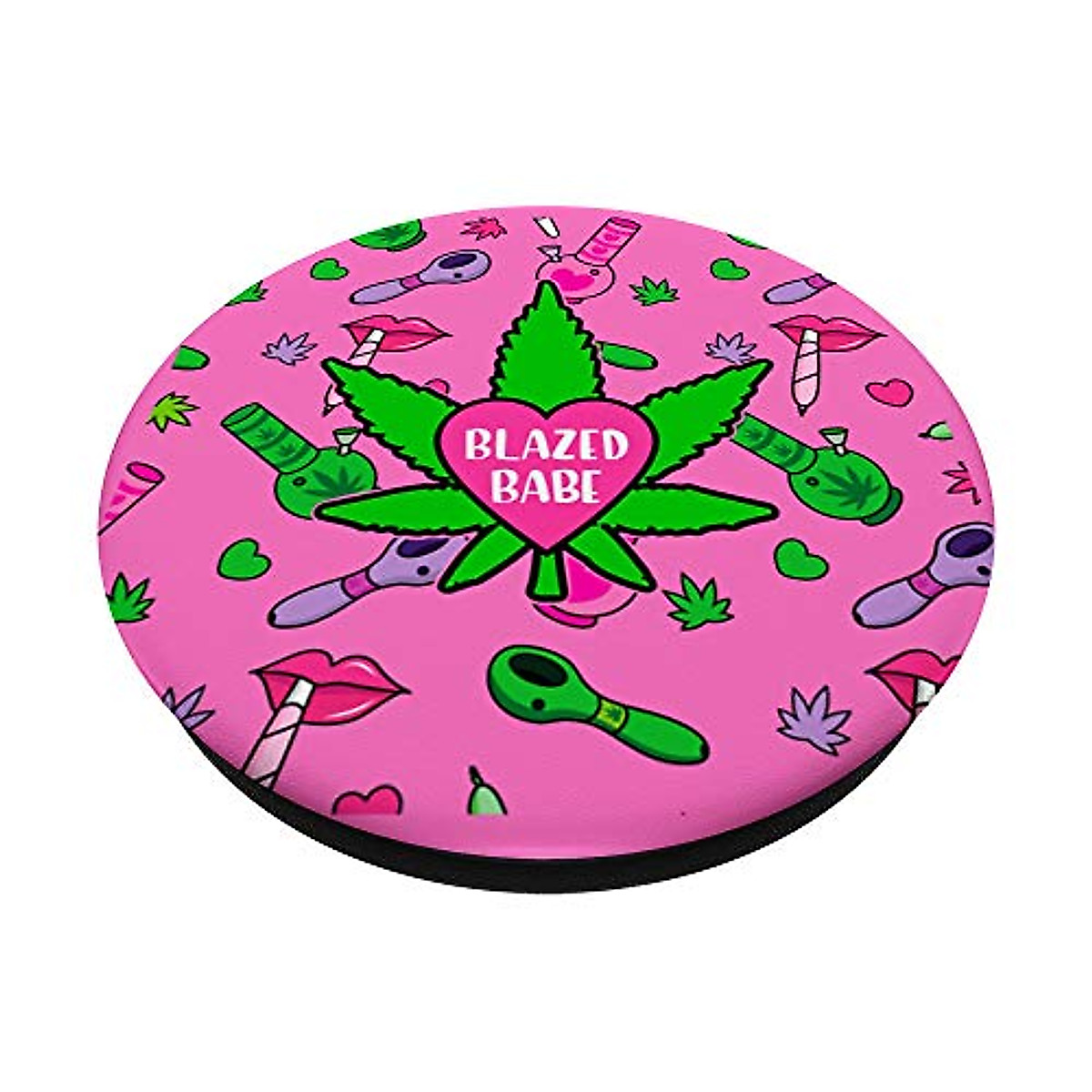 Pink Stoner Girl Weed Phone Grip Cute Marijuana 420 Gift PopSockets PopGrip: Swappable Grip for Phones & Tablets
