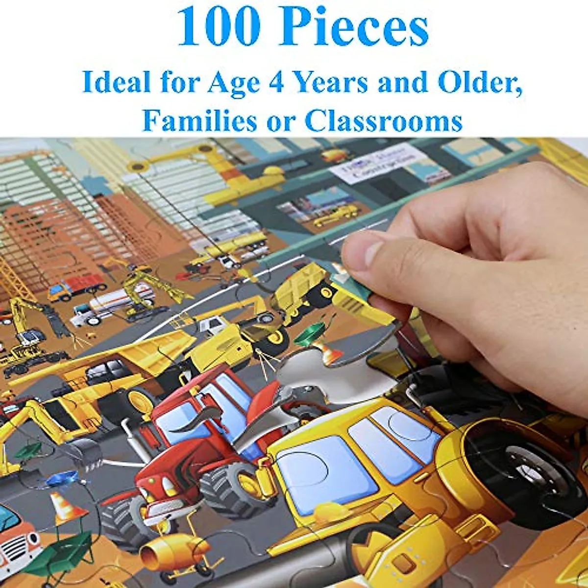 Think2Master Construction in New York City, USA 100 Pieces Jigsaw Puzzle Fun Educational Toy for Kids, School & Families. Great Gift for Boys & Girls Ages 4+ to Stimulate Learning. Size:23.4” X 16.5”