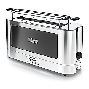 Russell Hobbs 2-Slice Glass Accent Long Toaster, Black & Stainless Steel, TRL9300BKR