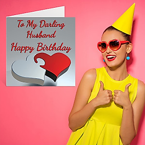 Stuff4 Cute Birthday Cards for Husband - My Darling Husband - Romantic Happy Birthday Card for Husband from Wife Partner, Special Husband Birthday Gifts, 5.7 x 5.7 Inch Hubby Greeting Cards