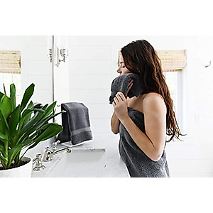 Supima Cotton 3 Piece Bath Towel Set by Laguna Beach Textile Co - Bath Towel, Hand Towel, Washcloth - Hotel Quality, Plush, 730 GSM Pewter Gray