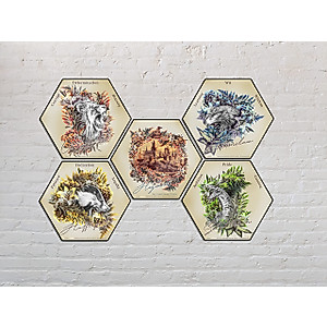 Trend Setters Harry Potter - Hufflepuff - Utilitarian Romance - 11.5” X 10” Hexagon KNEXAGON Wood Print – Tabletop Display, Hang Alone or Connect to Other Pieces – Officially Licensed Collectible