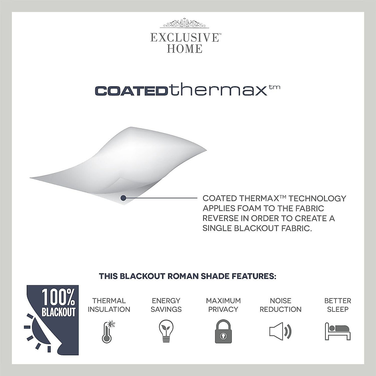 Exclusive Home Bolan Botanical Total Blackout Roman Shade, 34"x 64", Sage