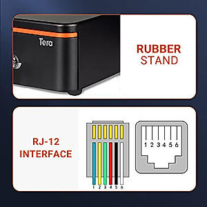 Tera 16 inch Auto Open Cash Drawer with Micro Switch Heavy Duty Insert Tray 5 Bill 8 Coin for POS System Removable Cash Tray Media Slot 24V RJ12 Key-Lock (Round Corner) for Small Business Retail 405R