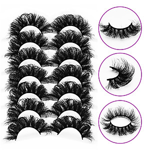 Zoe eyelashes (Dense) Mink Lashes Soft and skin friendly 25MM Long Dramatic，Wispy Clear Band Extension Volume Fluffy Fake Eyelashes 7 pairs