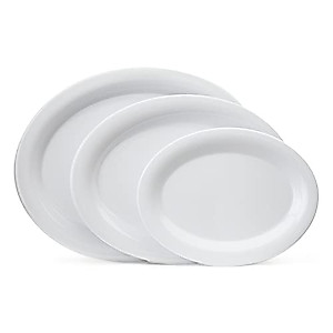 G.E.T. OP-120-DW Melamine Oval Serving Platter / Dinner Plate, 12" x 9", Diamond White (Set of 12)