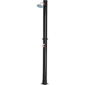 ERGOMASTER Outdoor Solar Shower 7.2Ft 2-Section Portable Solar Heated Shower Stand Temperature, 2-Section with Head Shower Tap for Outdoor Backyard Poolside Beach Pool Spa 5.5 Gallon(Black)