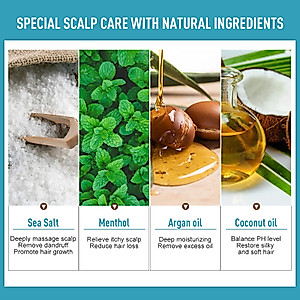 Nuspa Peppermint Sea Salt Scalp Scrub, Natural Scalp Exfoliator, Dandruff Dry Scalp Treatment Shampoo with Moisturizing Jojoba Oil and Avocado Oil, Cruelty-free