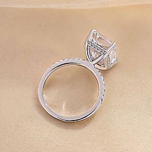 Effinny 7.0 Carat Radiant Cut Engagement Ring,Simulated Diamond White Sapphire Promise Ring for Women in 925 Sterling Silver(Size:7)