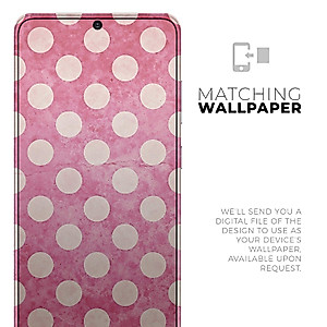 DesignSkinz White Polka Dots Over Grungy Pink Protective Vinyl Decal Wrap Skin Cover Compatible with The Samsung Galaxy S20 (Screen Trim & Back Glass Skin)